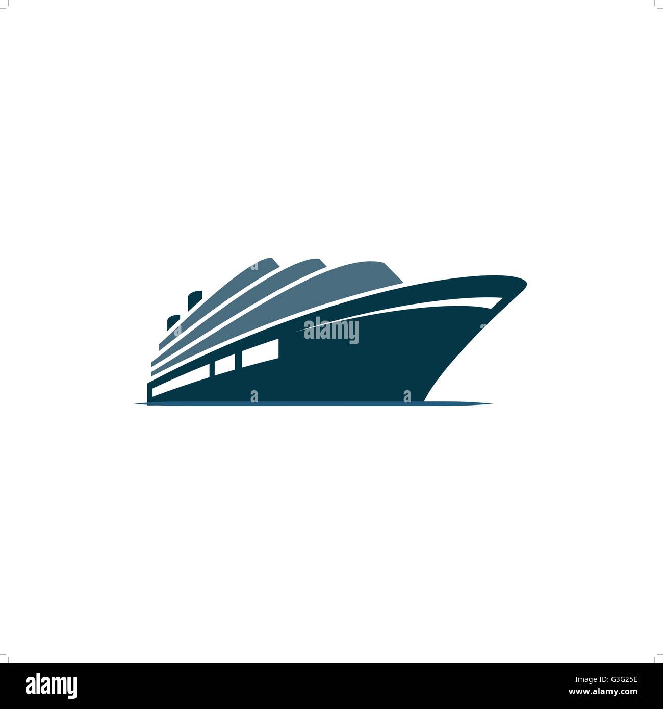 Blue cruise ship on blue ocean on the white background Stock Vector ...