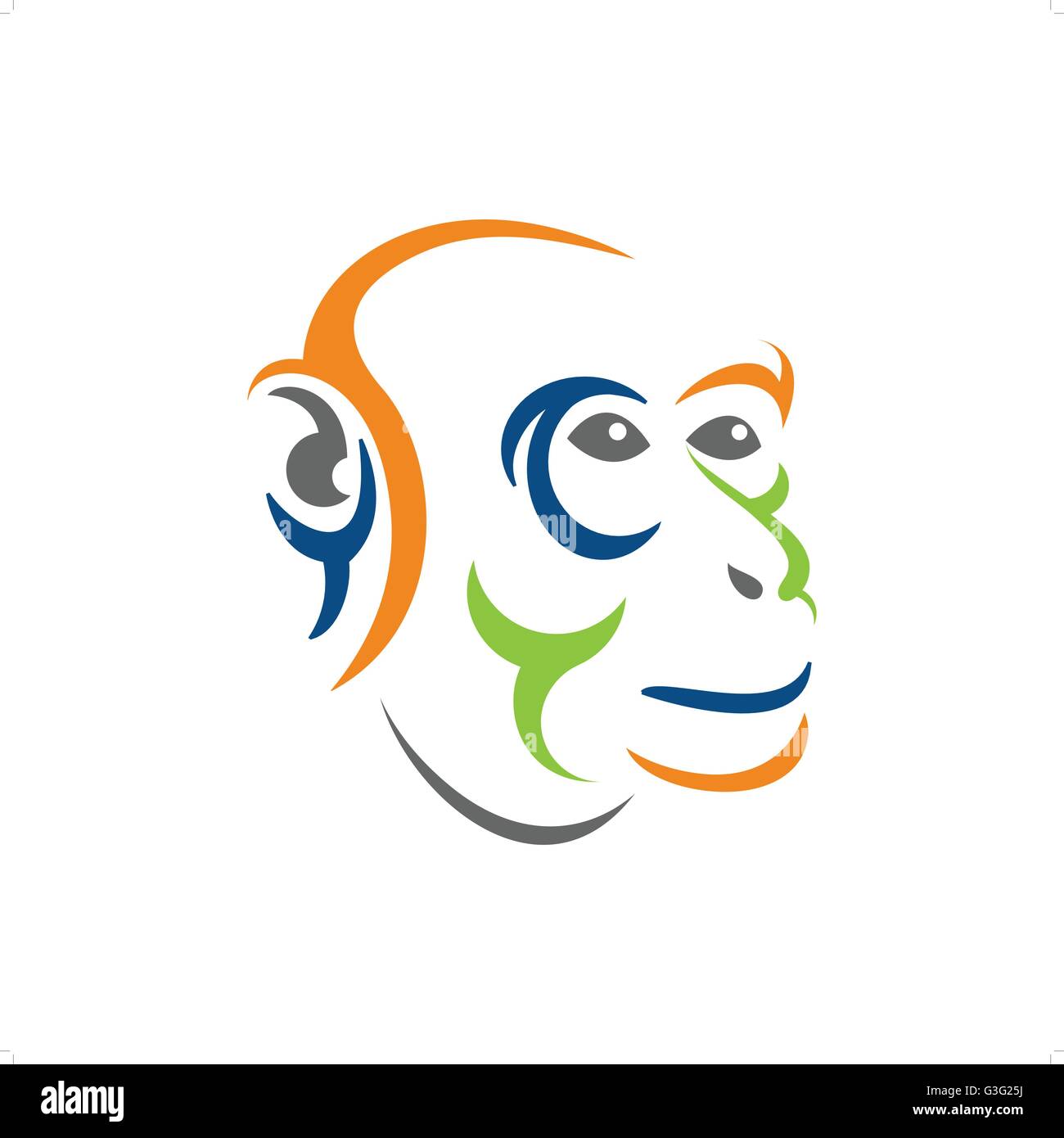 Vector abstract logo symbol in trendy flat style - monkey sign on the ...