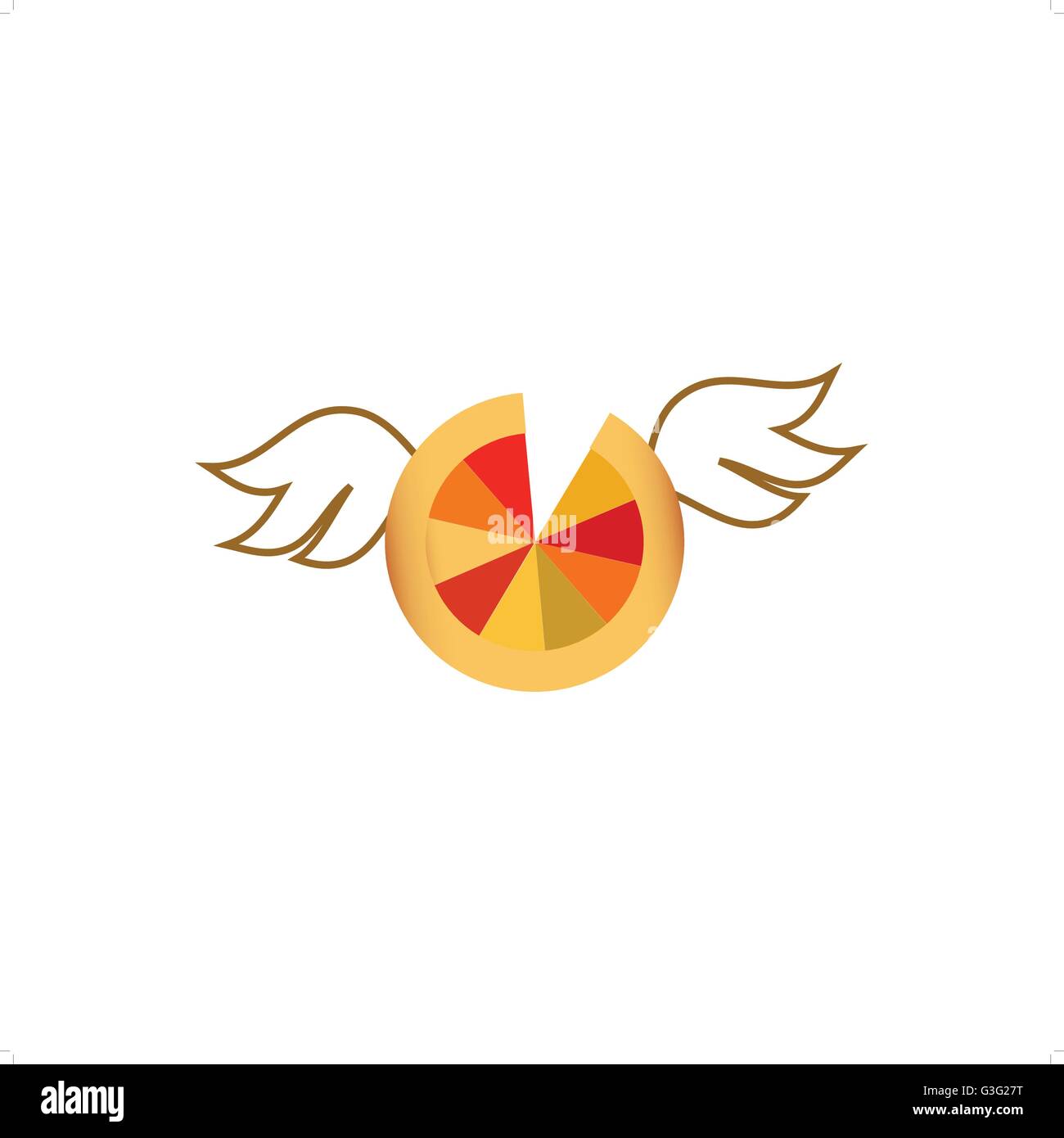 Flying pizza slice with wings isolated on the white background Stock ...