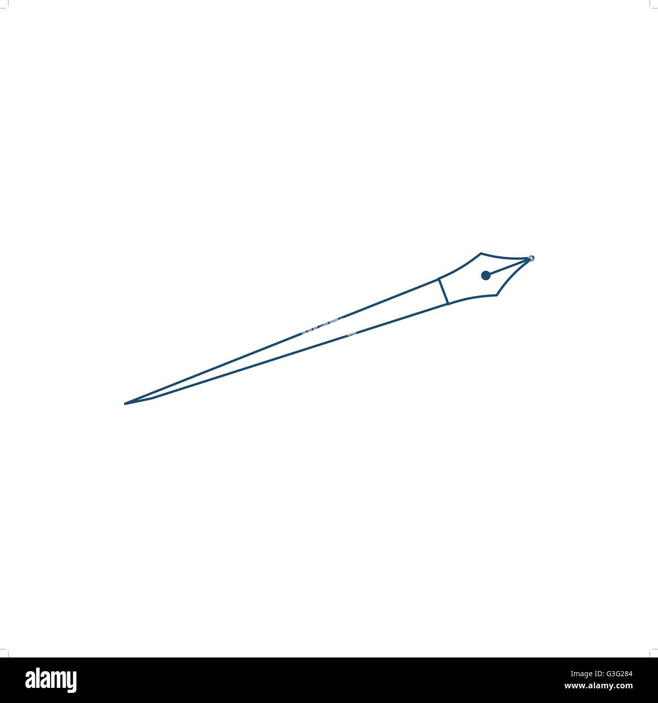 Vector monochrome illustration of ink pen logo isolated on the white ...