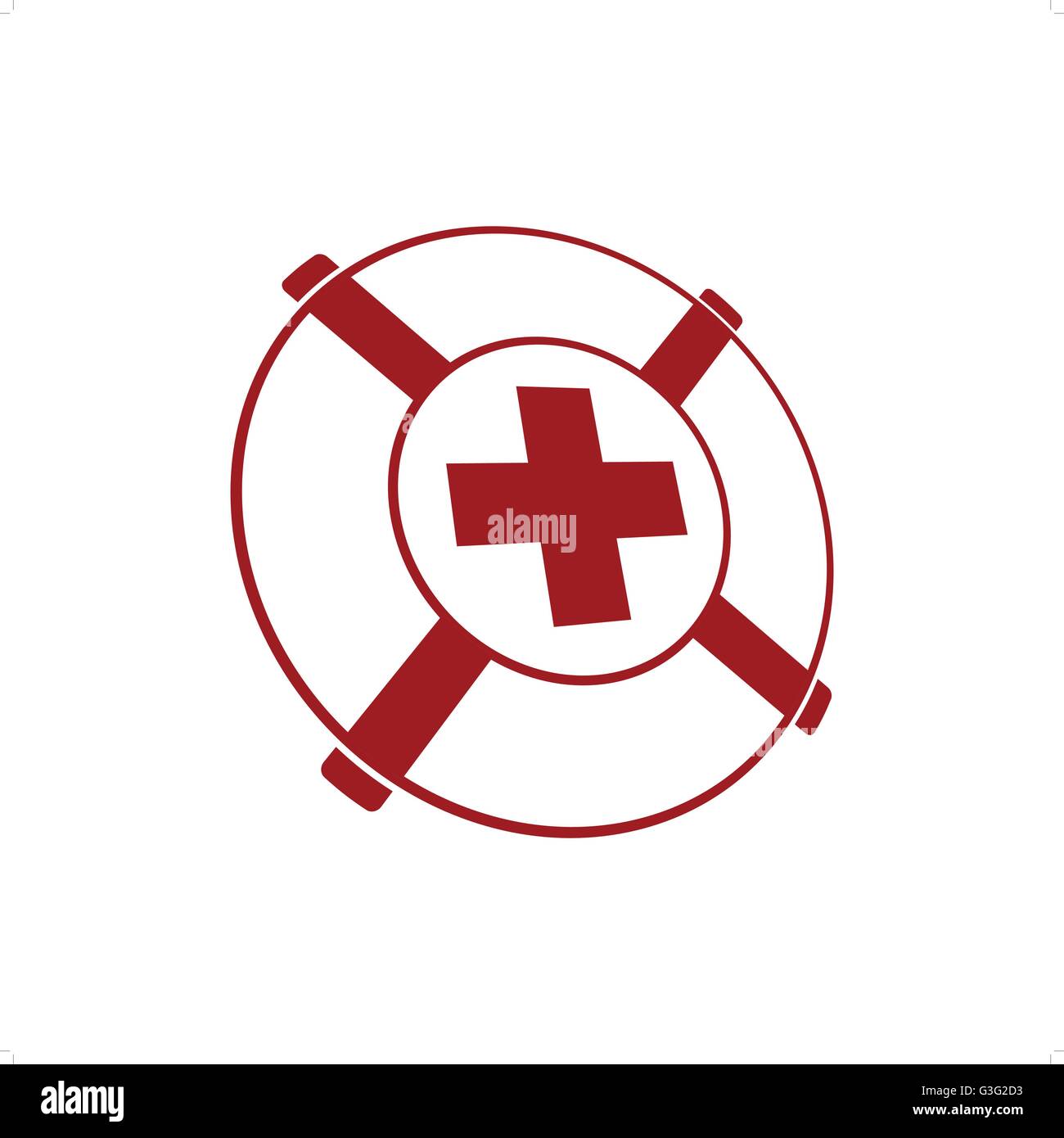 Lifebuoy with red cross inside vector illustration isolated on white ...