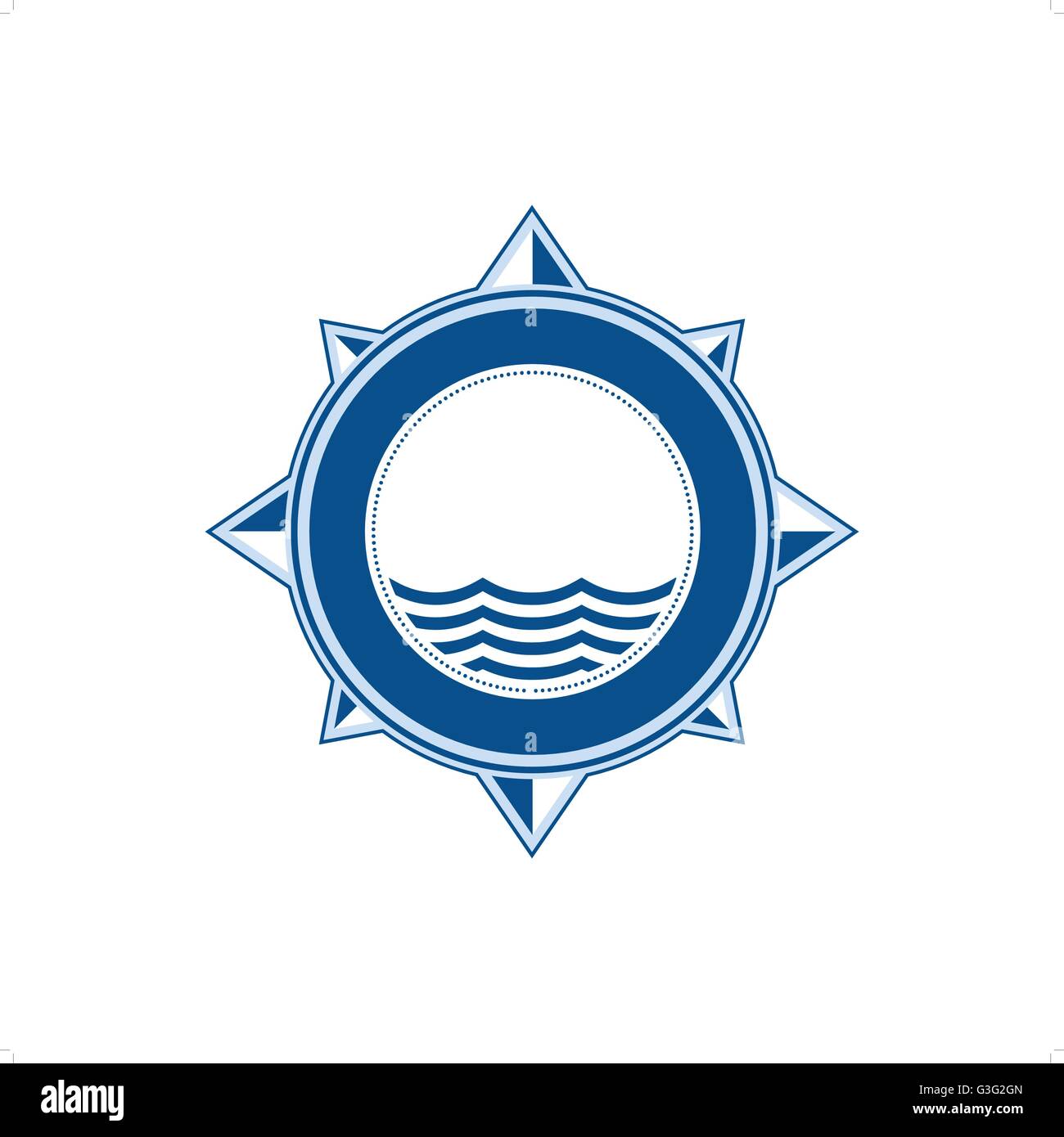 Blue nautical compass with see inside vector illustration isolated on ...
