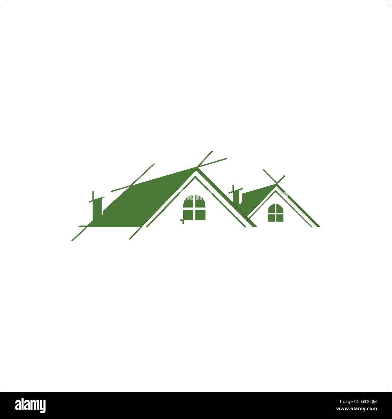 Real estate green house vector illustration isolated on white ...