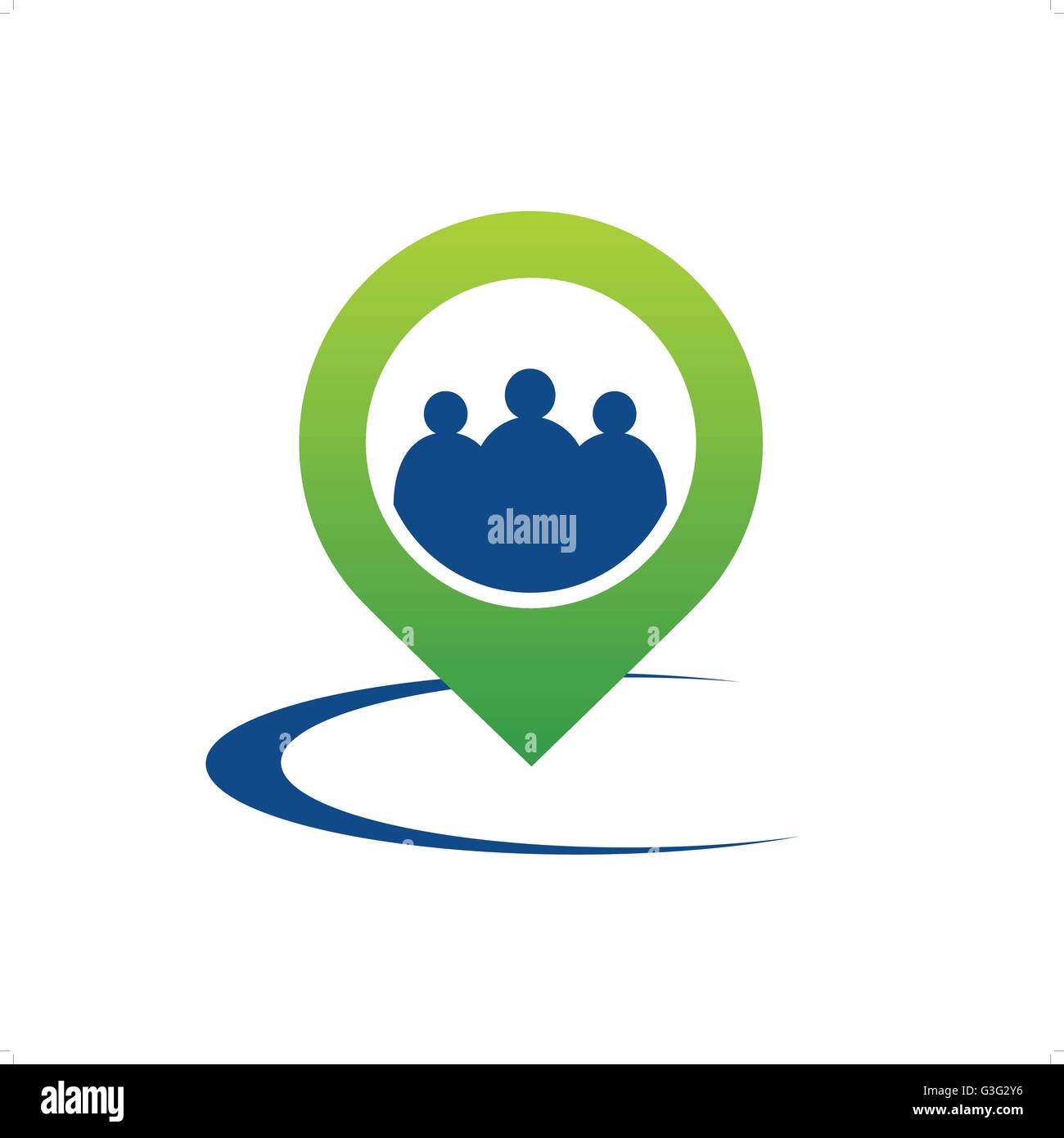Pointer pin up icon with people figures vector illustration isolated on ...