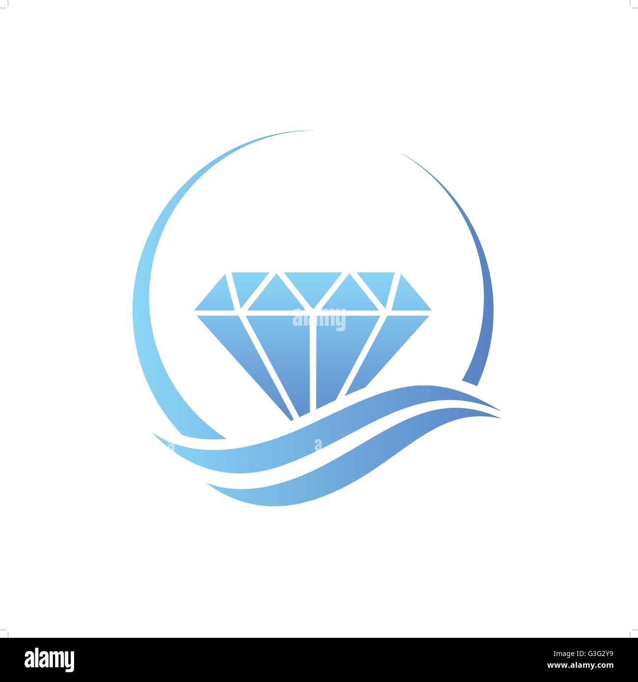 Beautiful treasure bay stylized blue diamond vector illustration ...
