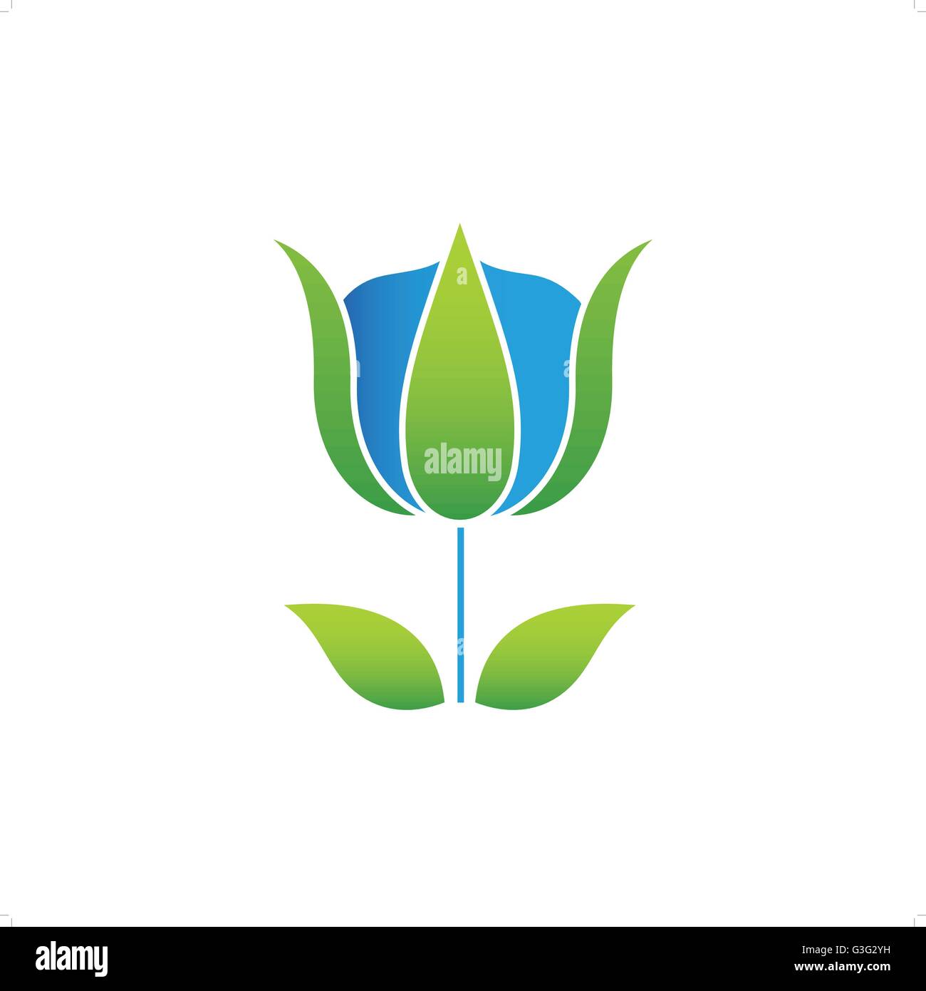 Beautiful colorful with green leaf and blue tulip flower vector ...