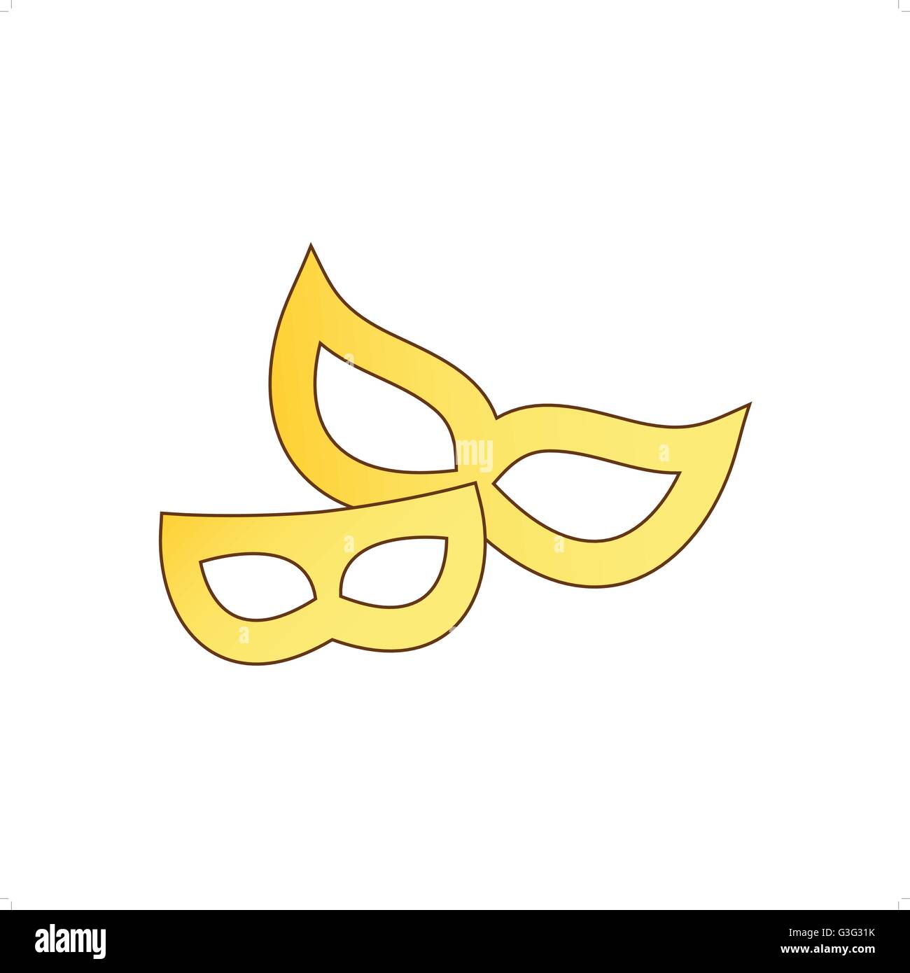 Costume ball two yellow masks vector illustration isolated on white ...