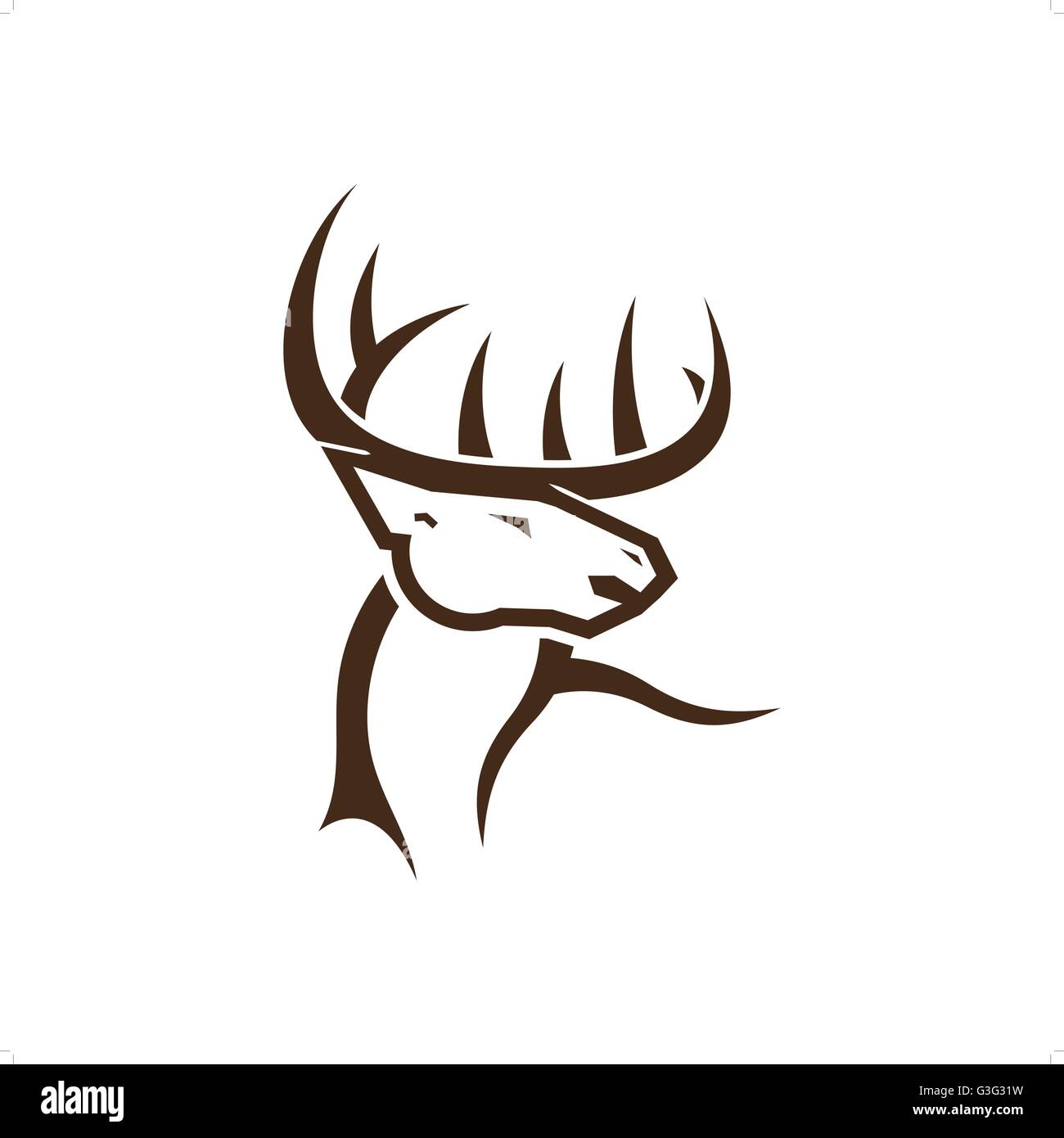Stylized deer head vector illustration isolated on white background ...
