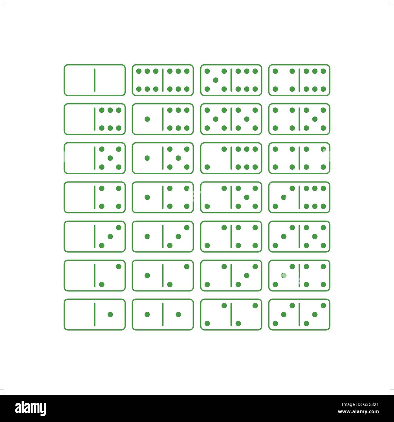 Green dominoes game icon set vector illustration isolated on white ...