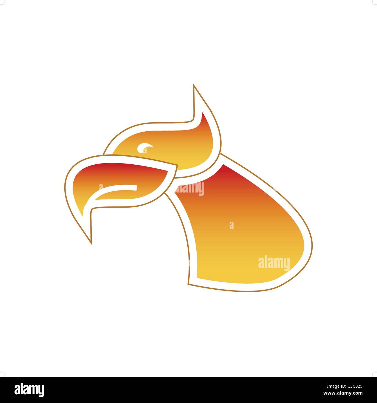 Stylized firebird or eagle head vector illustration isolated on white ...