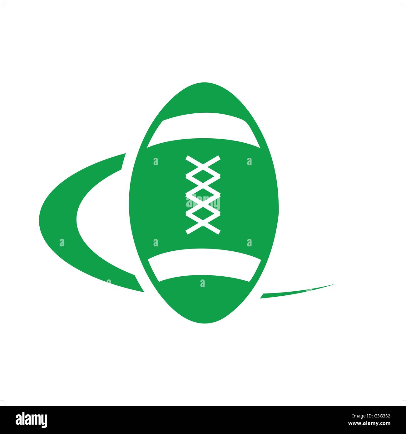 Green stylized rugby ball logo vector illustration isolated on white ...