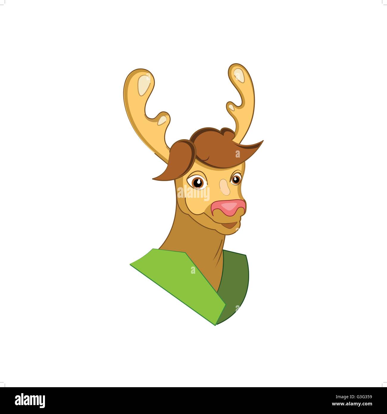 Cute cartoon style deer mascot vector illustration isolated on white ...