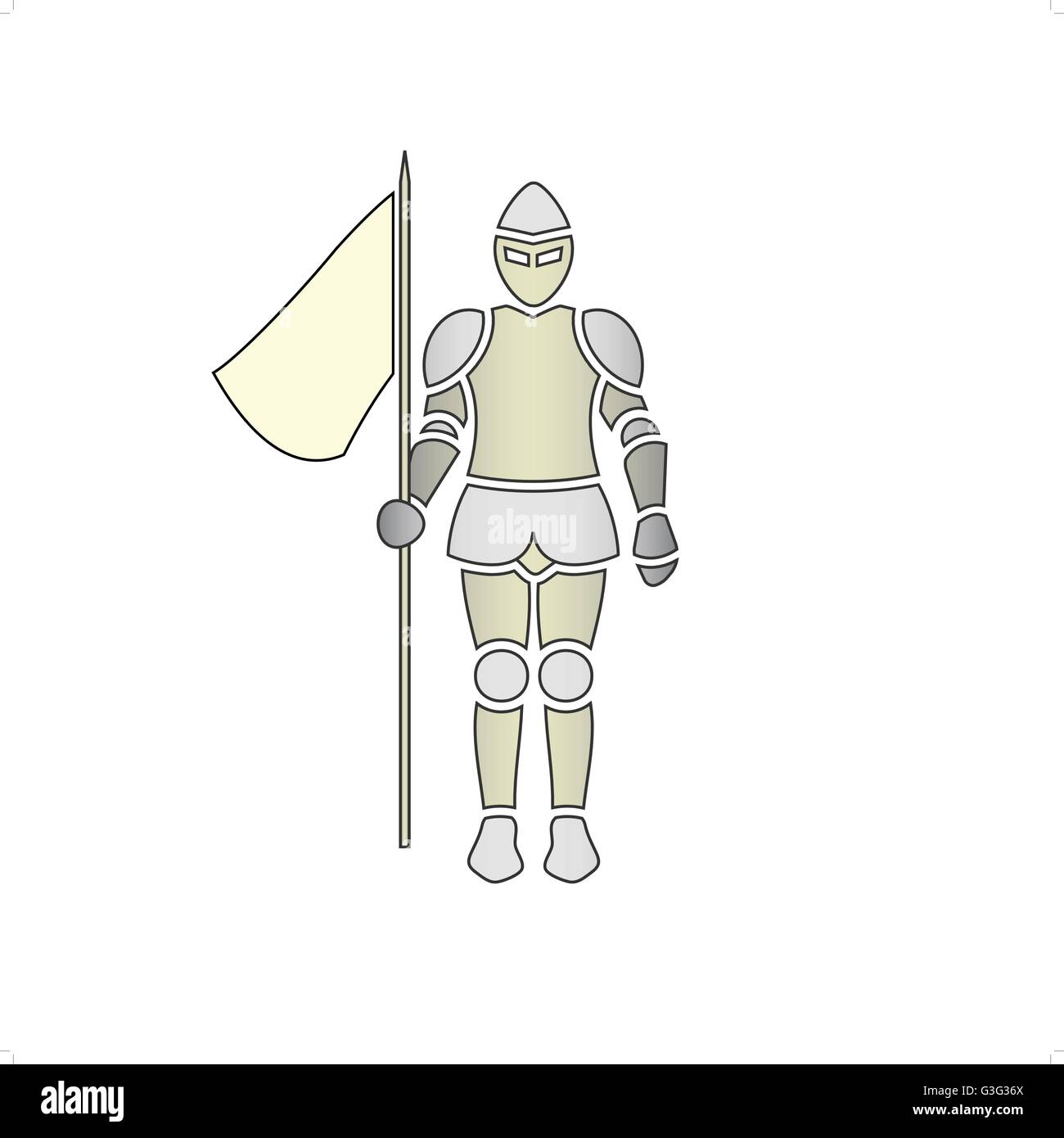 Knight figure holding flag vector illustration isolated on white ...