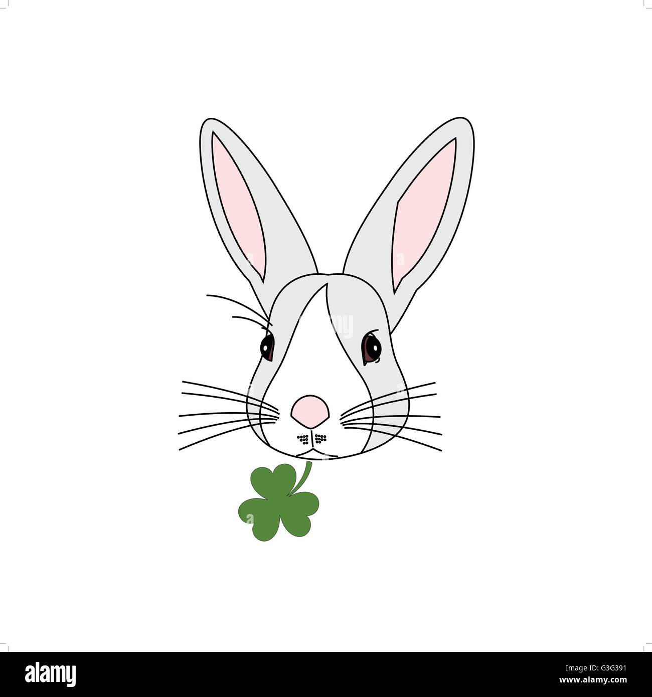 Cute cartoon style rabbit head vector illustration isolated on white ...