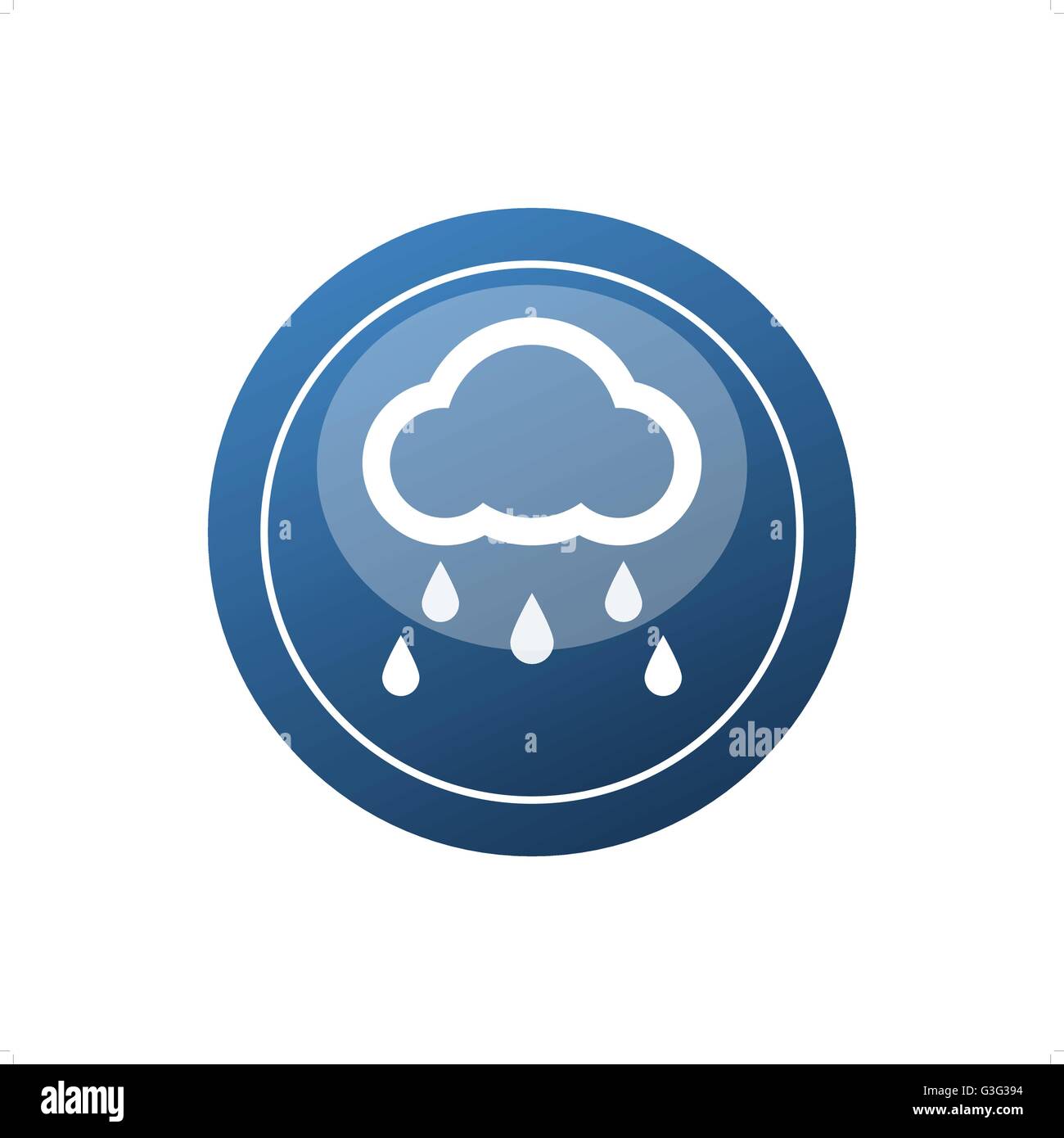 Cloud with rain drops inside blue circle icon vector illustration ...