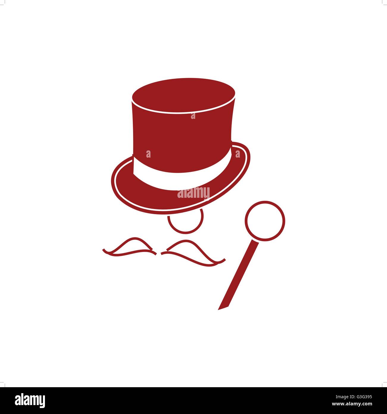 Red baron mister with heat mustache and stick vector illustration ...