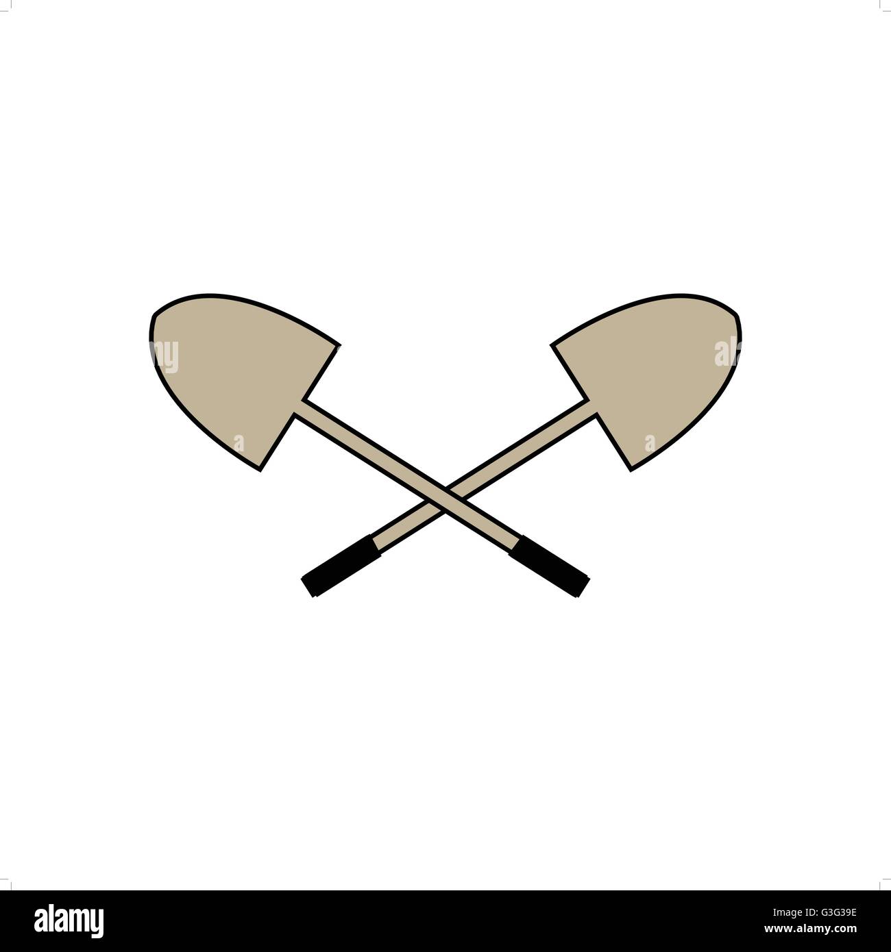 Two shovels with black black grip vector illustration isolated on white ...