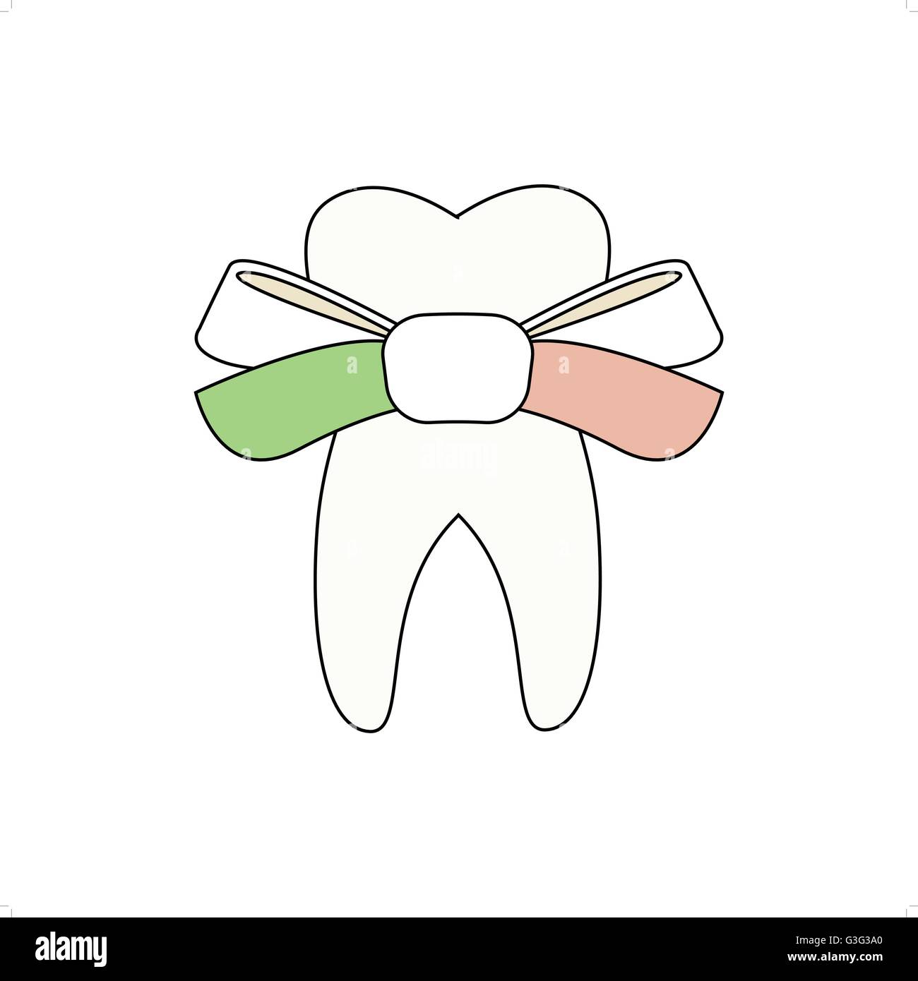 Tooth with colorful bow vector illustration isolated on white ...