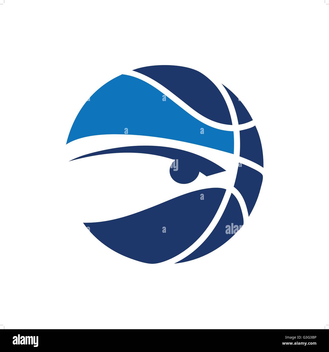 Stylized blue basketball eye like vector illustration isolated on white ...