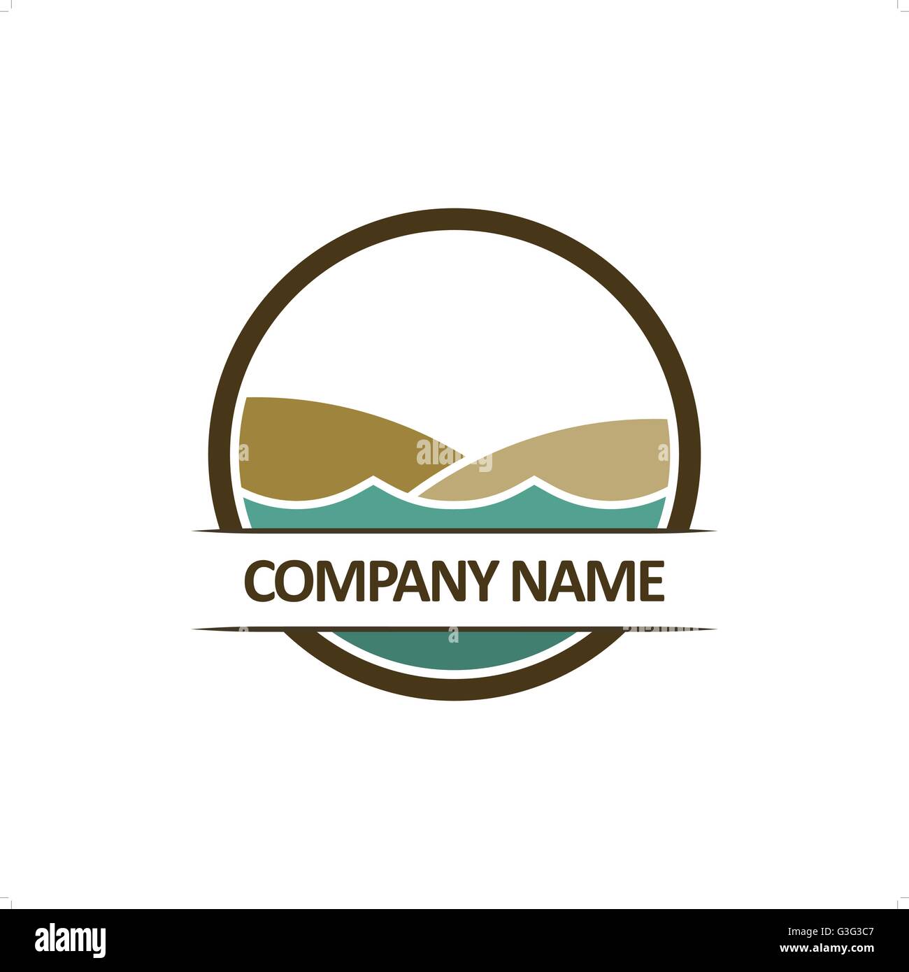 Beach logo inside circle vector illustration isolated on white ...