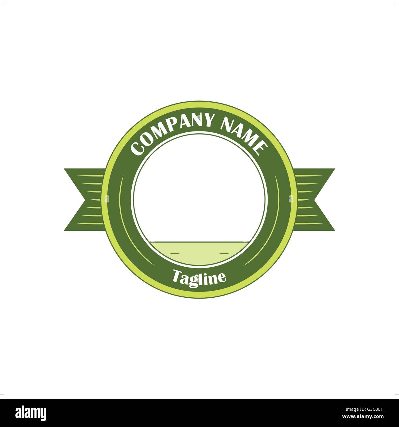 Green crest with line and ribbon vector illustration isolated on white ...