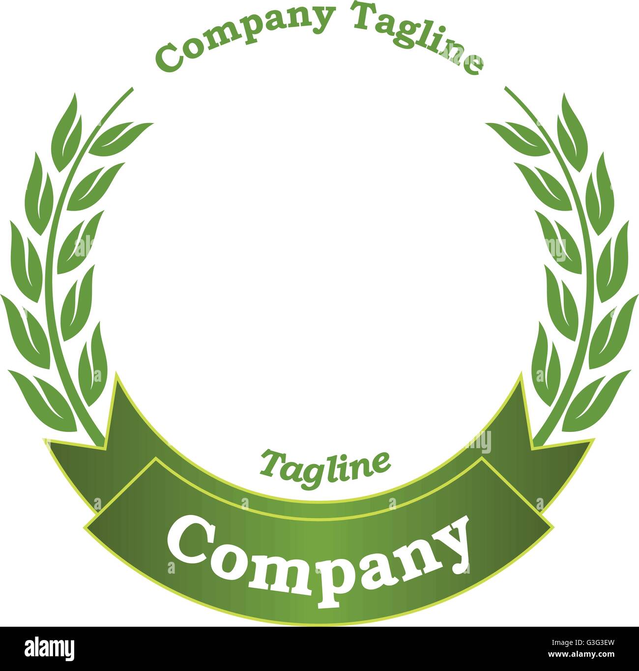 Green crest with wreath vector illustration isolated on white ...