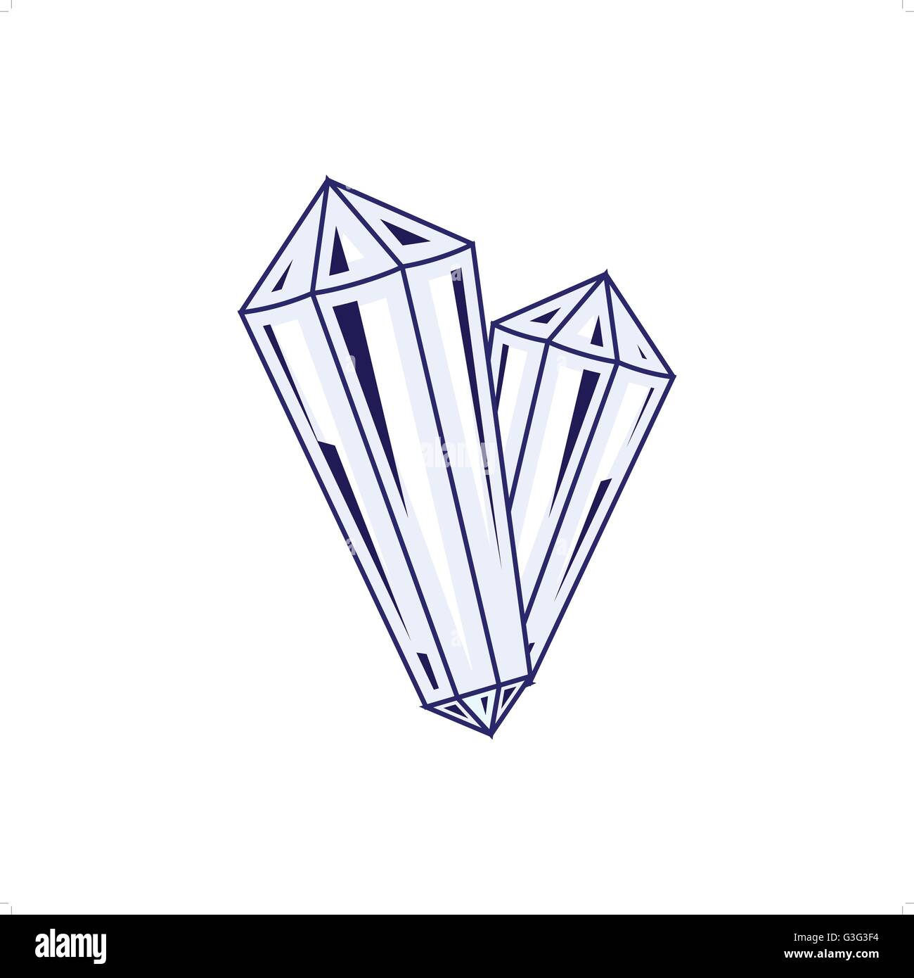 Beautiful ice blue crystal vector illustration isolated on white ...