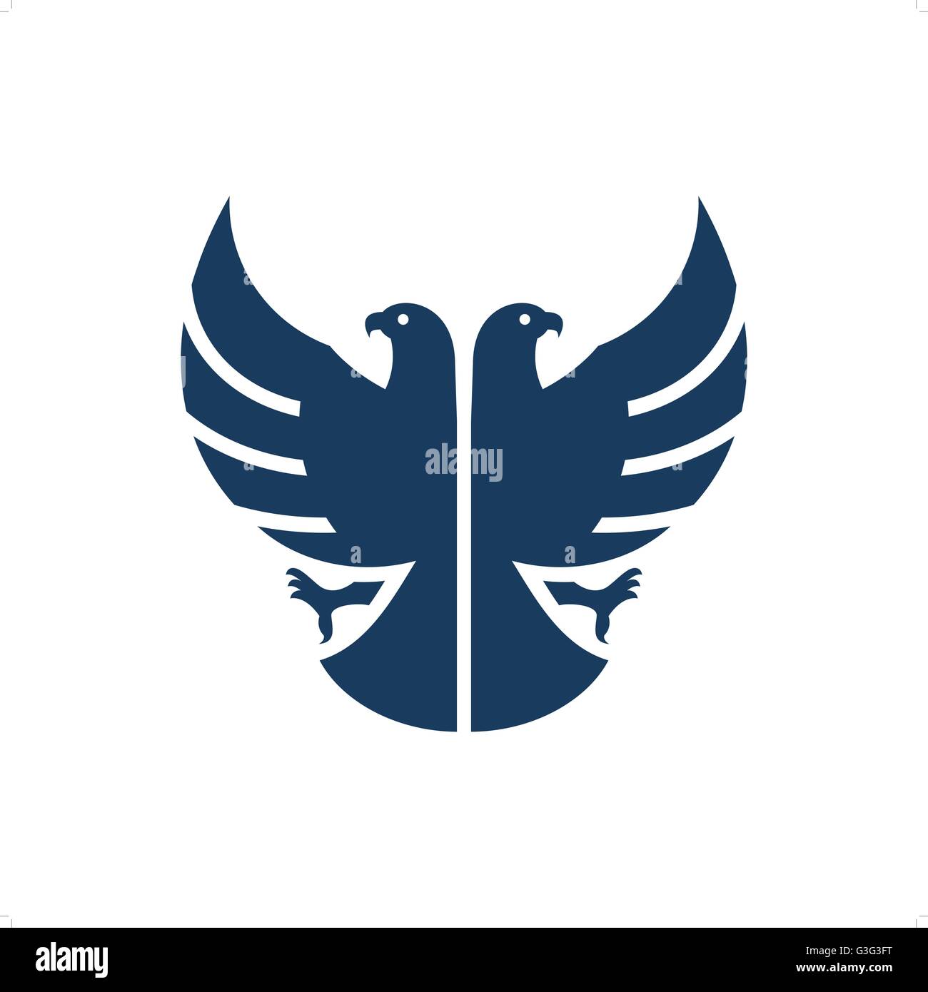 Blue double headed eagle silhouette vector illustration isolated on white background Stock ...