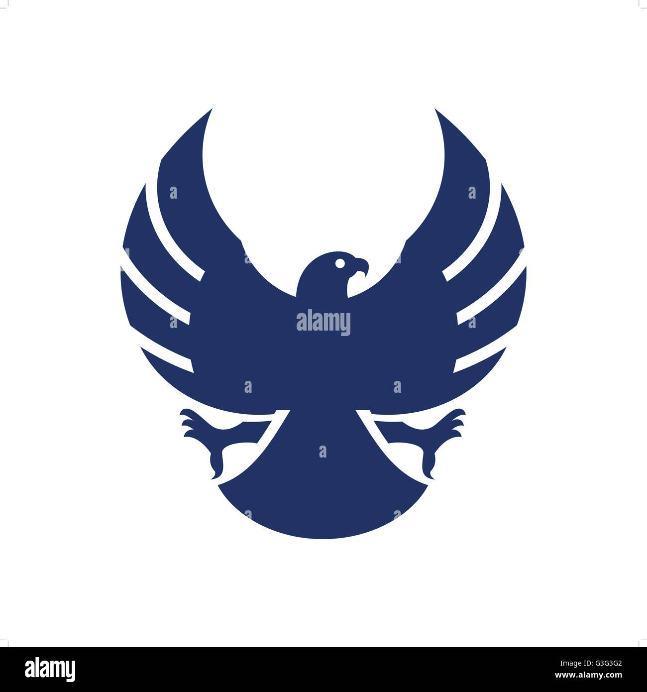 Blue eagle with opened wings silhouette vector illustration isolated on ...