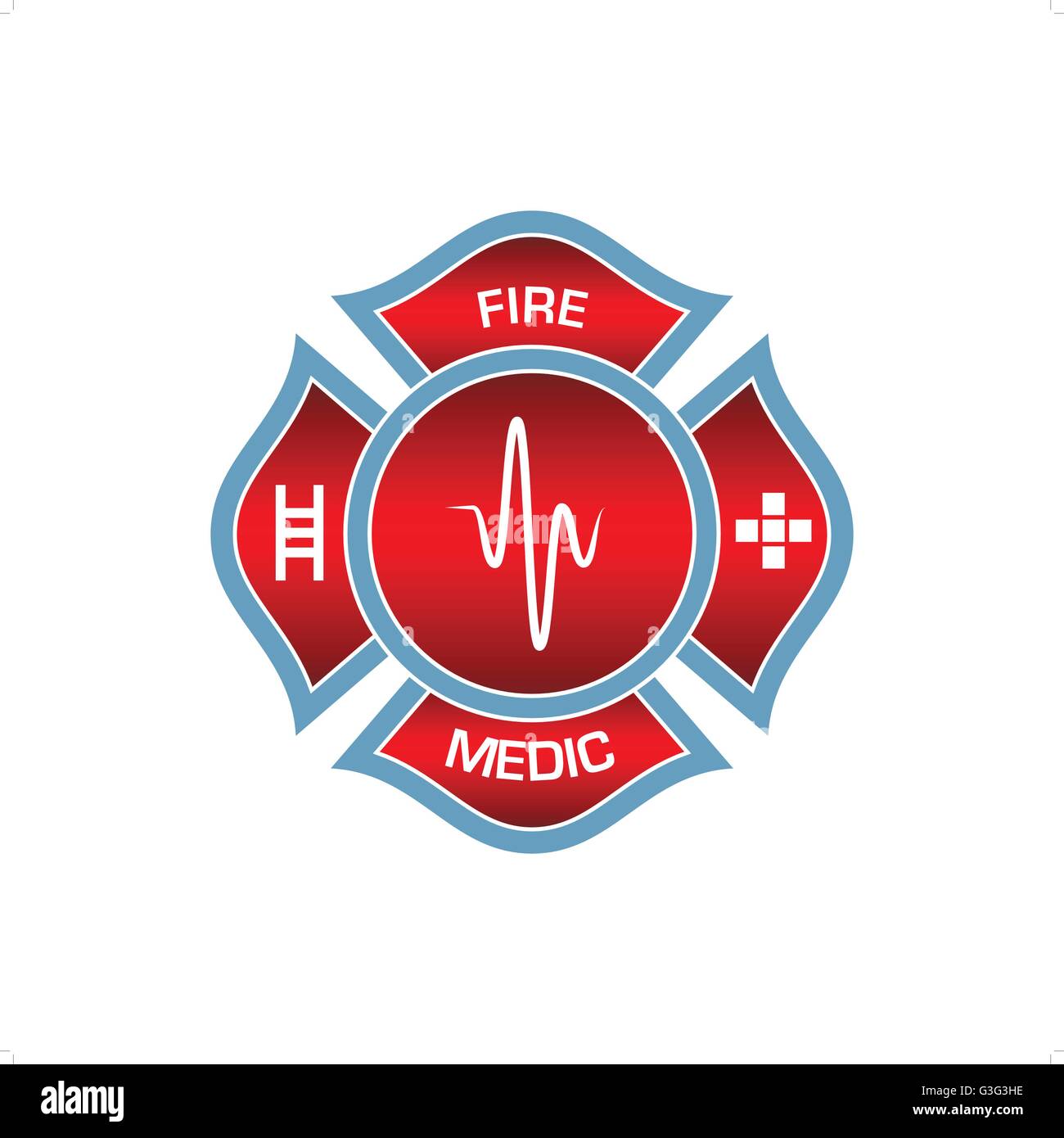 Beautiful red firefighters logo vector illustration isolated on white ...