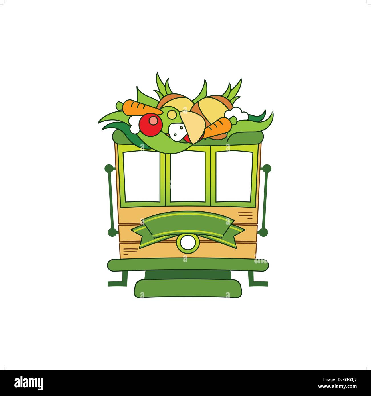 Beautiful cartoon style food train vector illustration isolated on ...