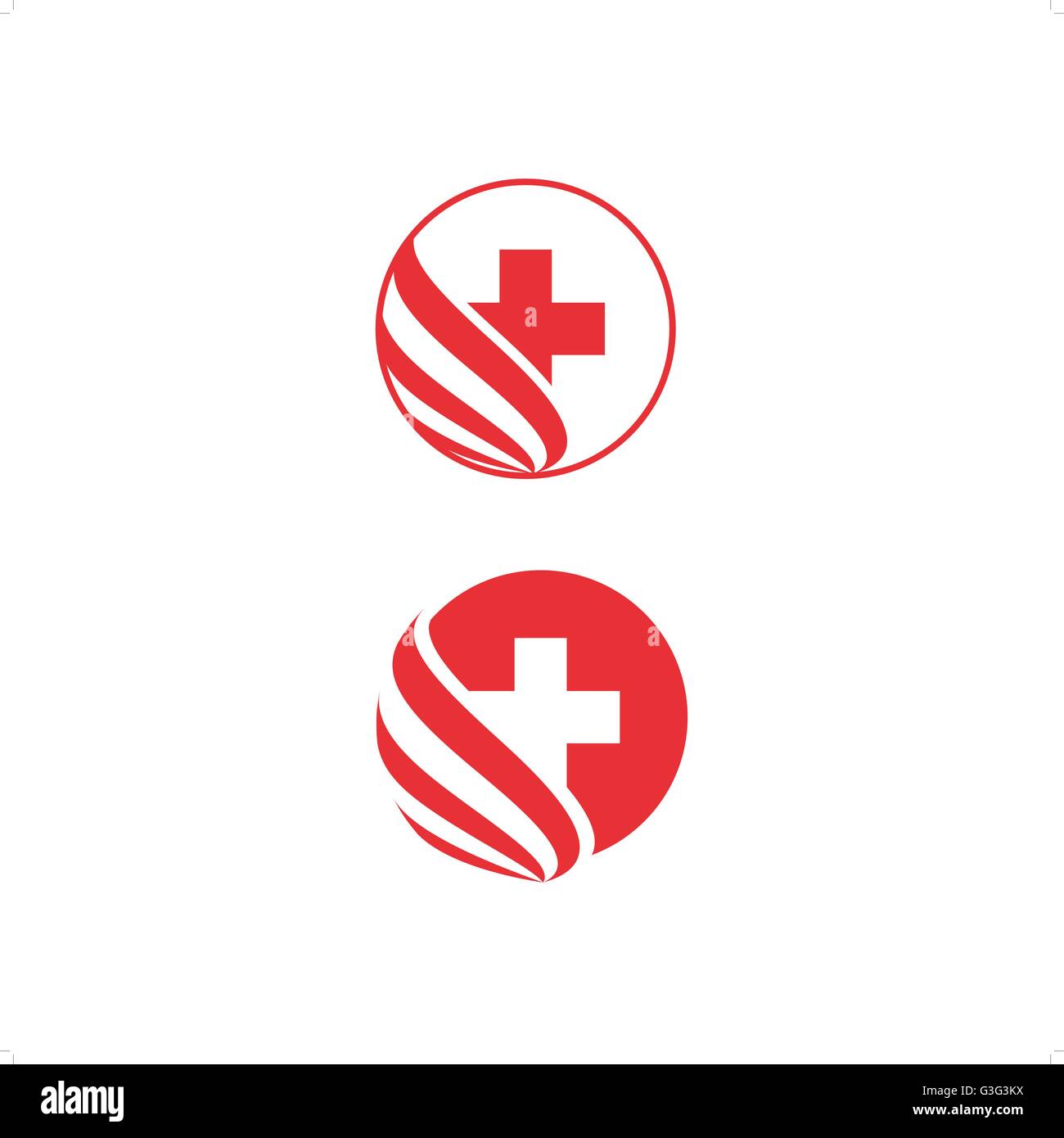 Beautiful stylized health two icons inside red circle with cross vector ...