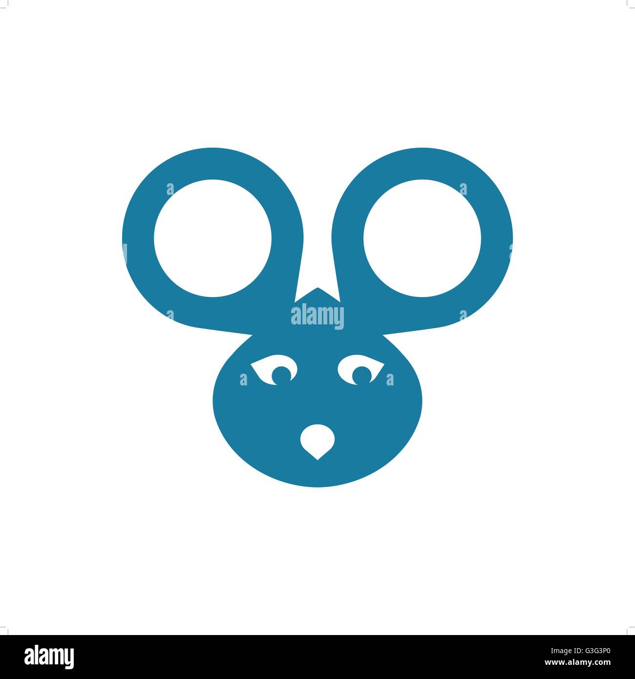 Cute cartoon style blue mouse head vector illustration isolated on ...