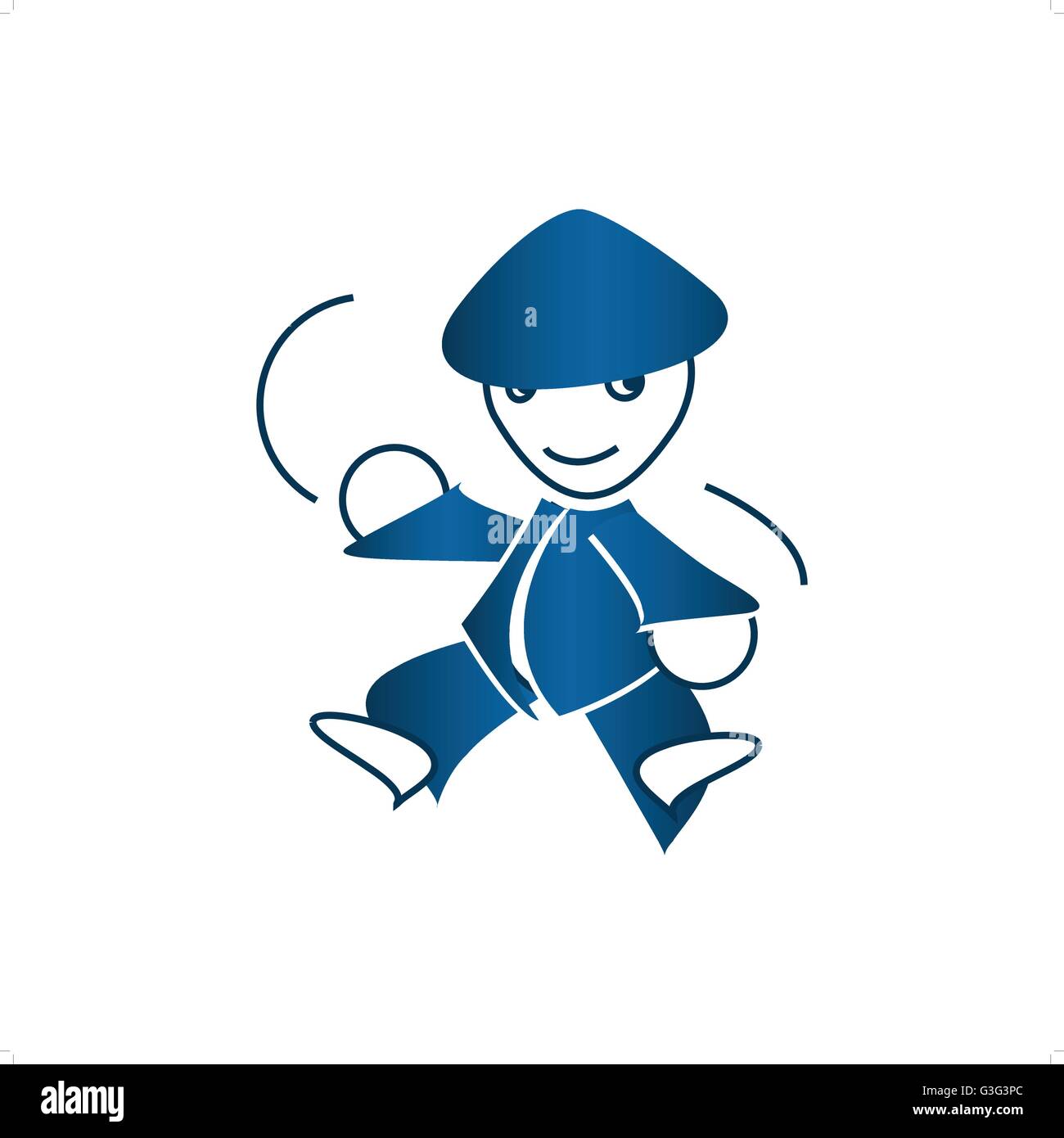 Cute cartoon style blue ninja mascot vector illustration isolated on ...