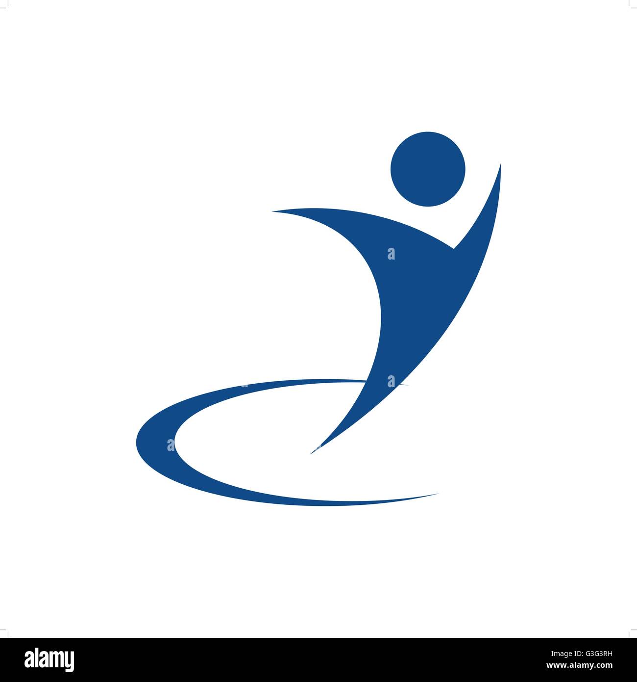 Blue stylized skating man icon vector illustration isolated on white ...