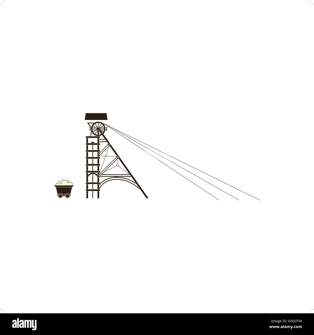 Line drawing surface mine vector illustration isolated on white ...