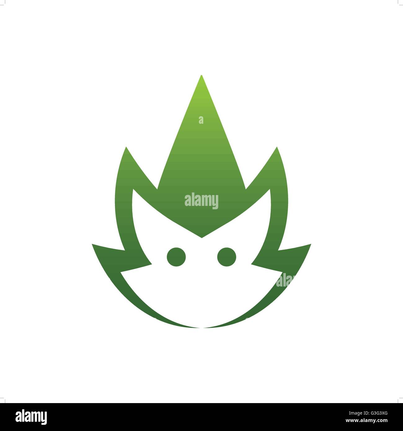 Green cartoon style cute troll head mascot vector illustration isolated ...