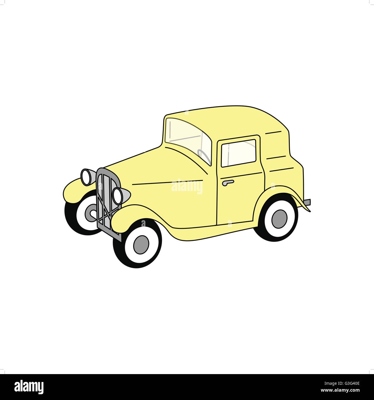 3D yellow old timer fictional vector illustration isolated on white ...