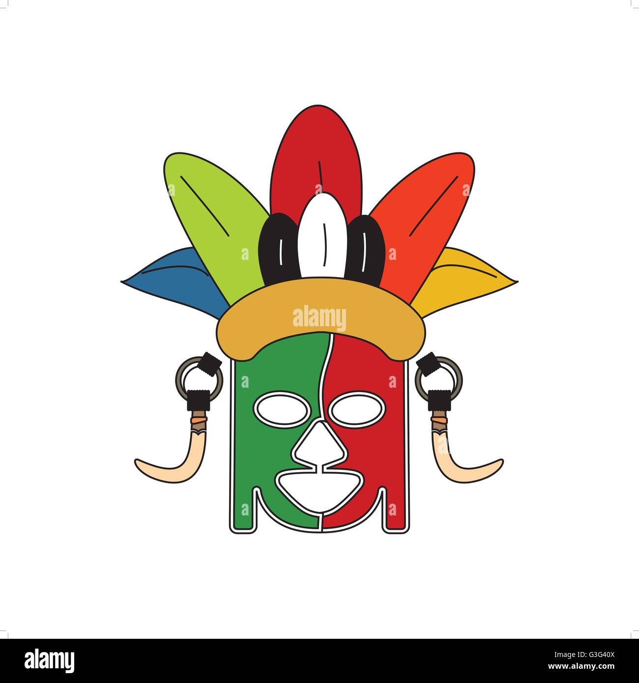 Abstract stylized colorful tribe ceremonial mask with decorative ...