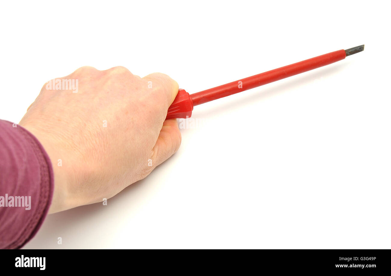 Hand with screwdriver Stock Photo - Alamy