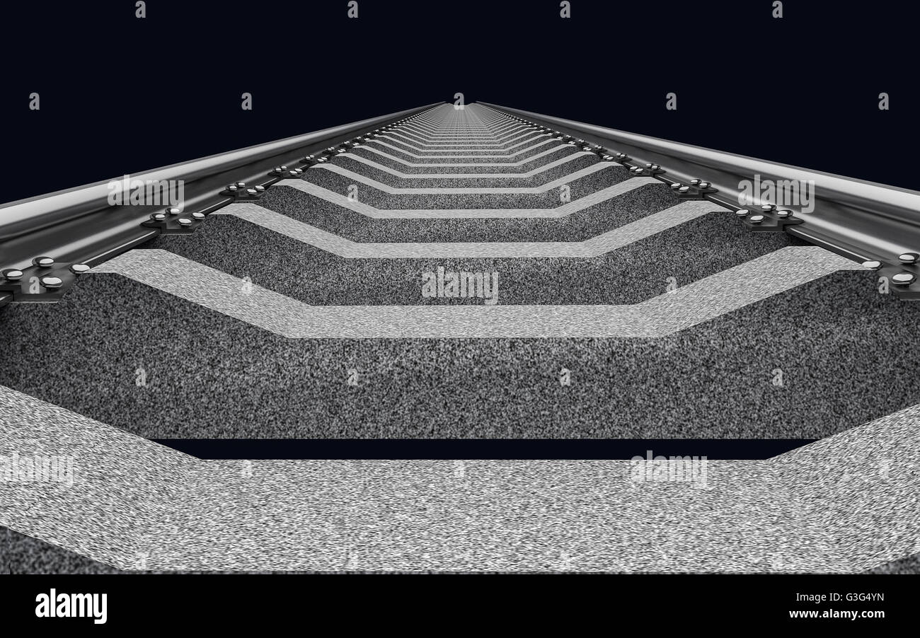 Illustration of a straight railroad track on dark Stock Photo - Alamy