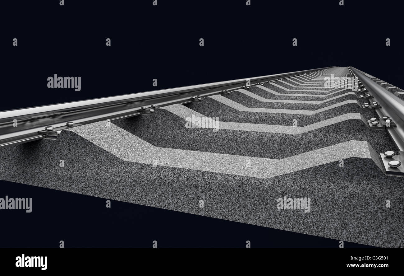 Illustration of a straight railroad track on dark Stock Photo - Alamy