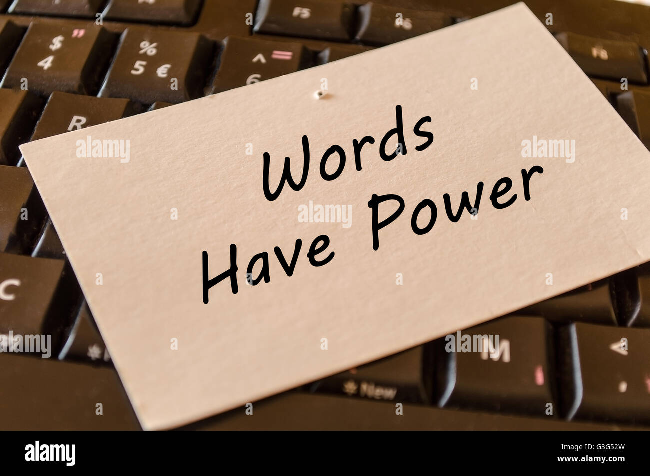 Words have power concept on black keyboard background Stock Photo - Alamy