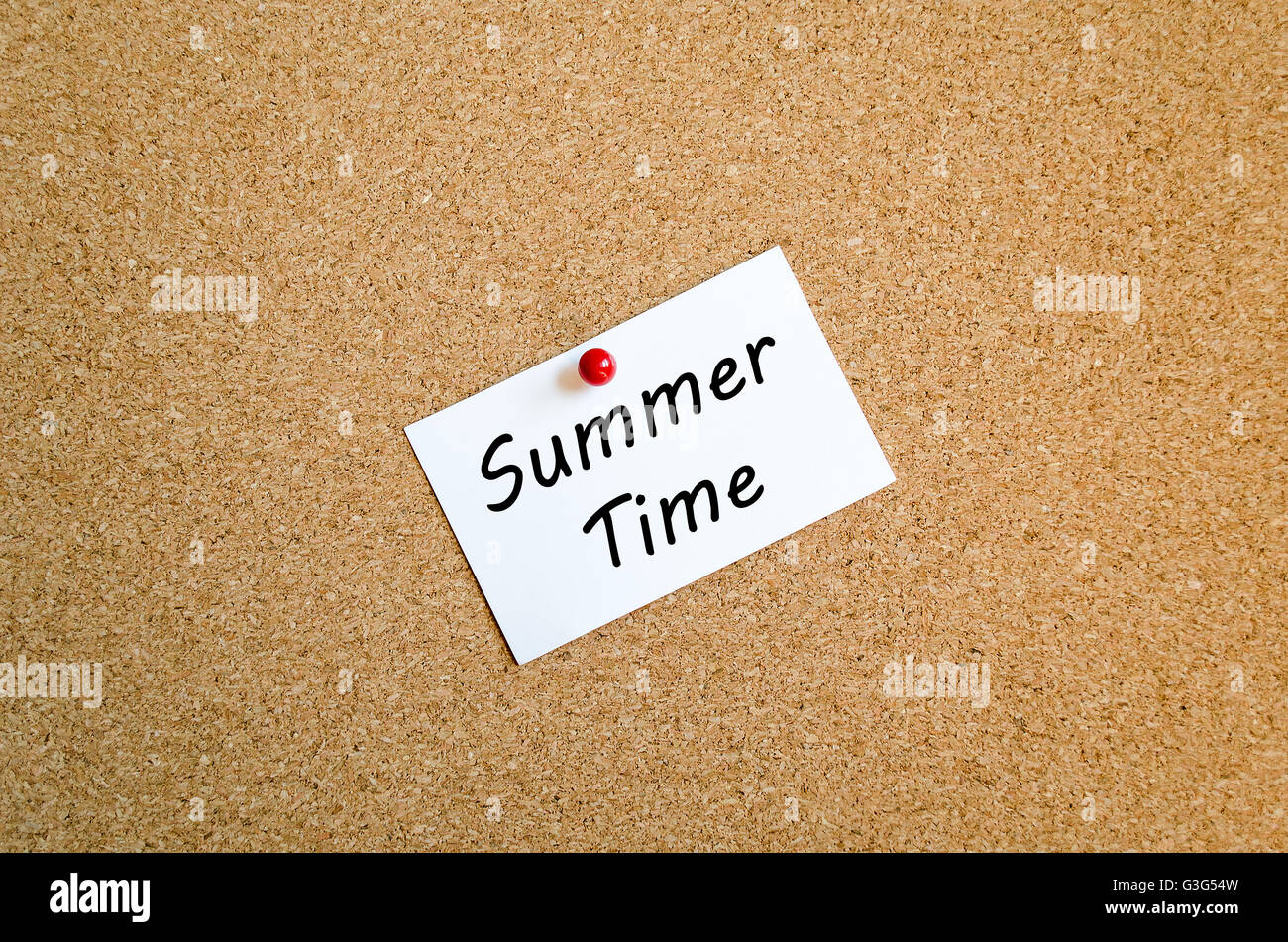 Sticky Note On Cork Board Background And Summer Time Text Concept Stock ...