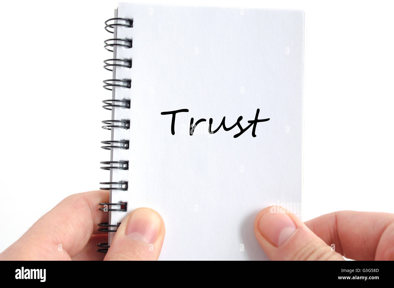 Trust text concept isolated over white background Stock Photo - Alamy