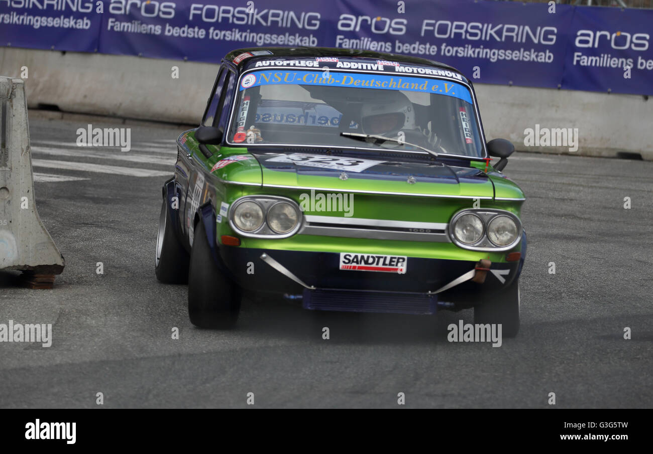 A 1968 NSU TT being raced at Aarhus Classic Race 2016 in Aarhus ...