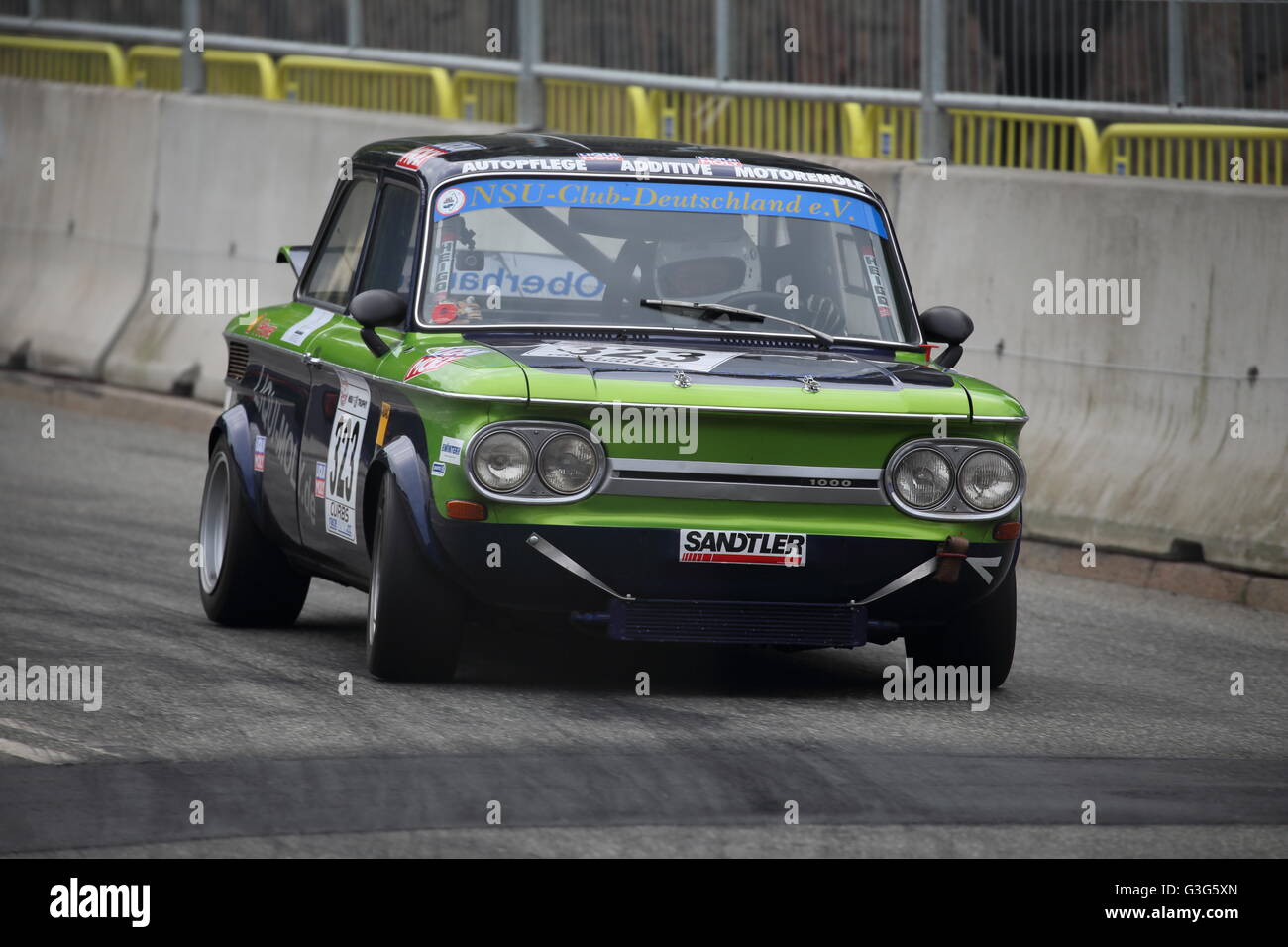 A 1968 NSU TT being raced at Aarhus Classic Race 2016 in Aarhus ...