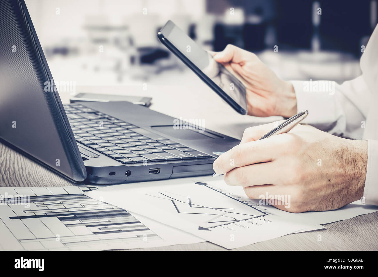 Workplace of the businessman. Data science. Omnichannel Stock Photo - Alamy