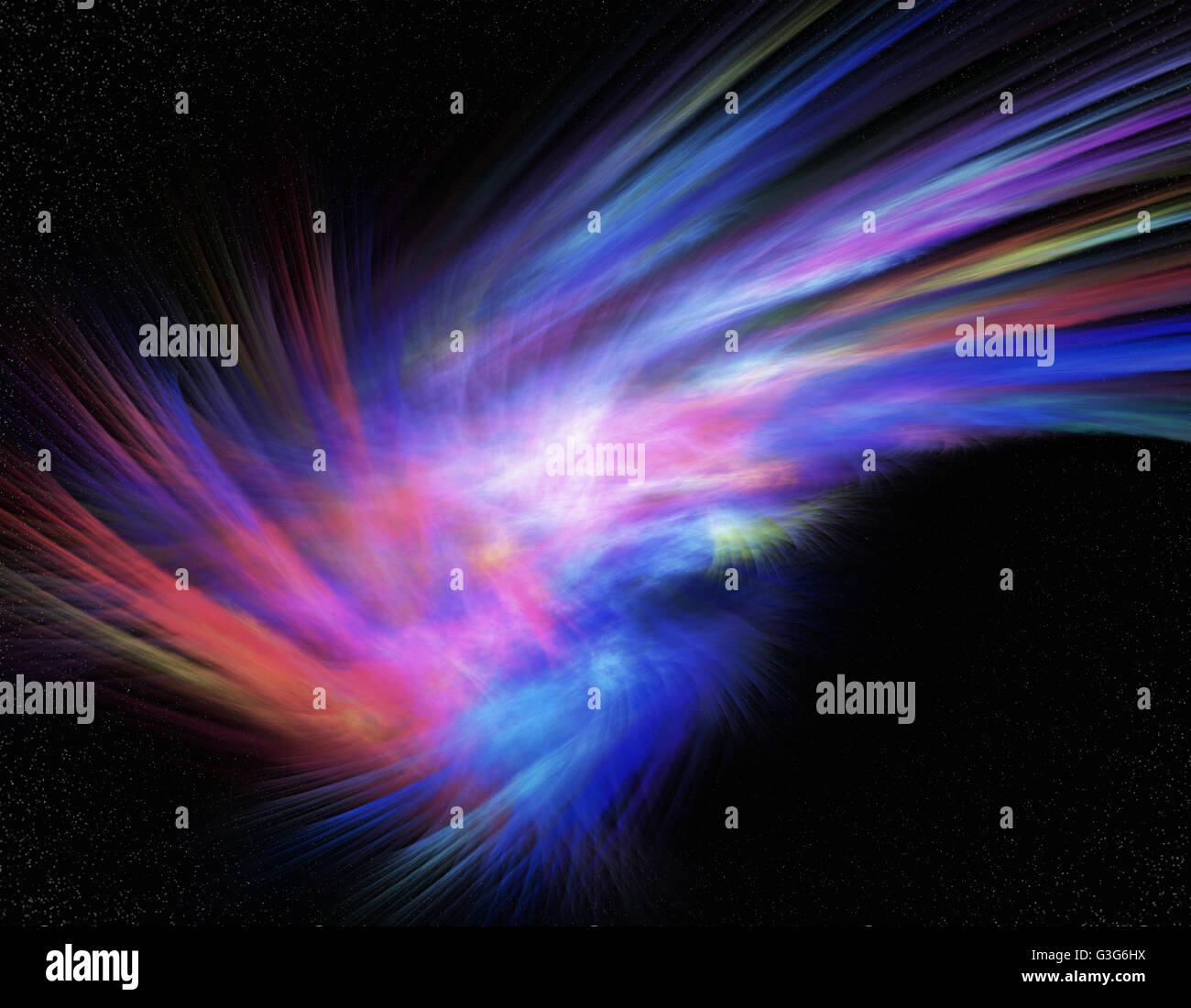 Abstract fractal shapes on black starfield background Stock Photo - Alamy