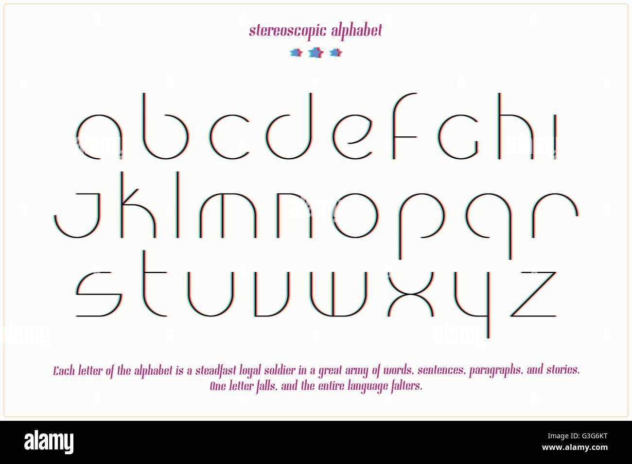 thin line, 3d effect alphabet letters isolated on white background ...